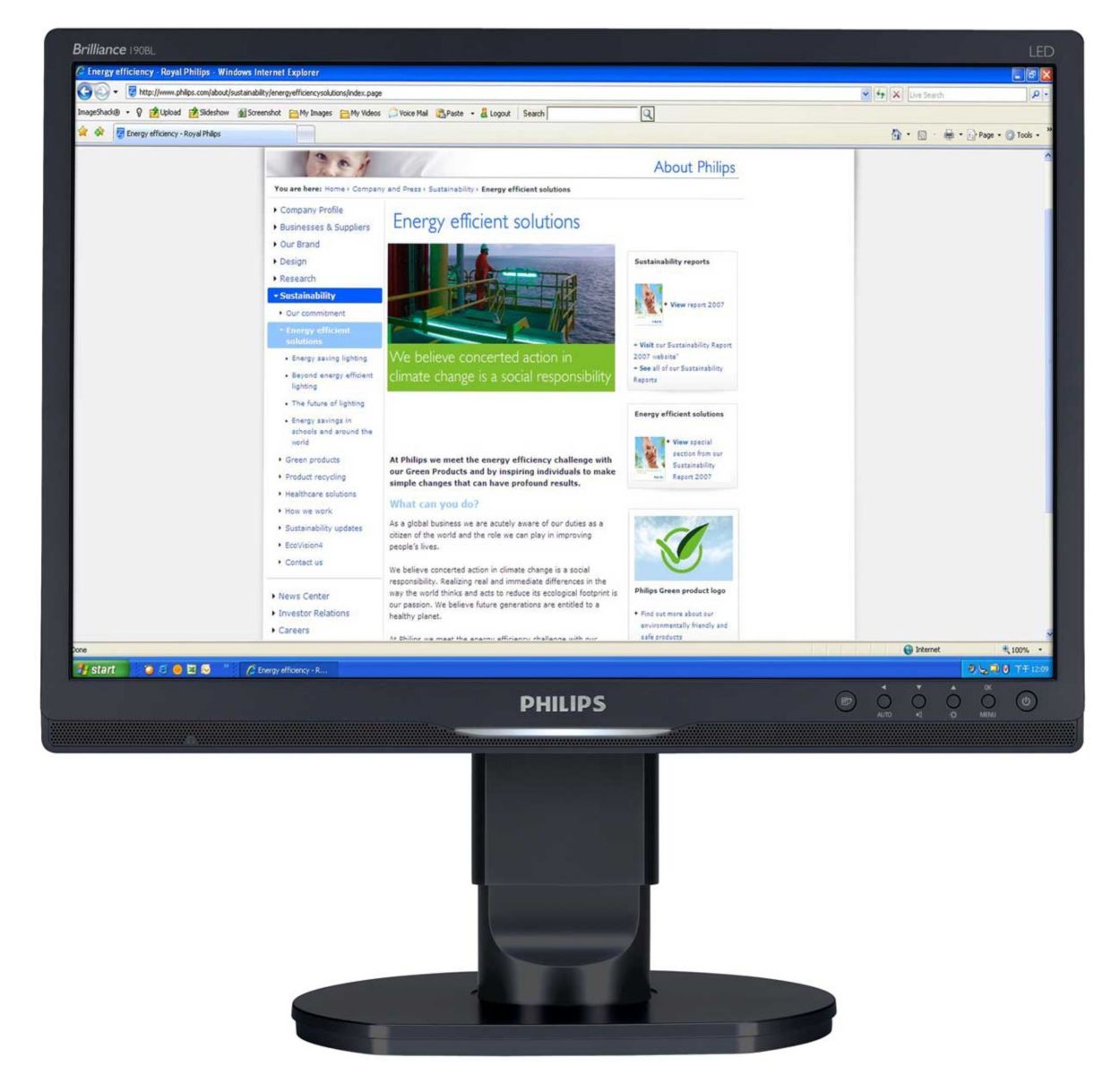 LCD monitor with LED backlight 190BL1CB/00 | Philips