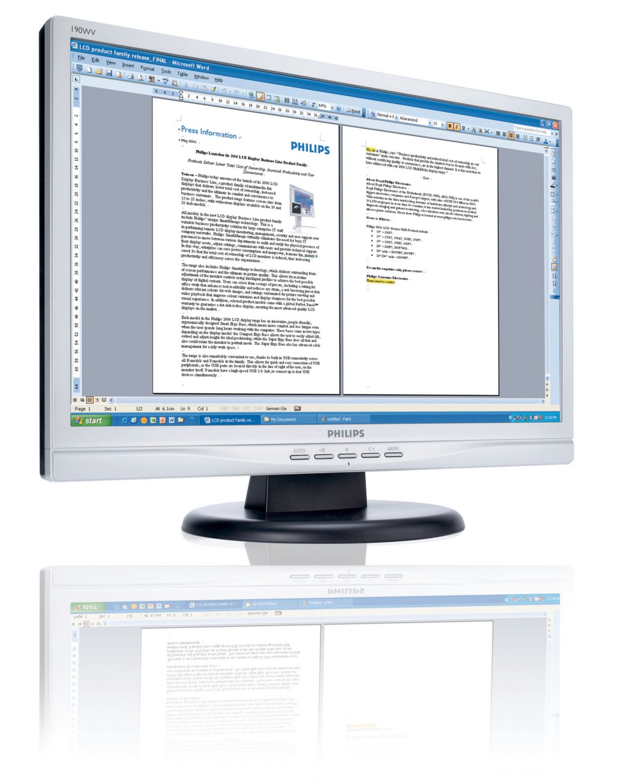 Monitor panorâmico LCD 190WV7CS/00 | Philips