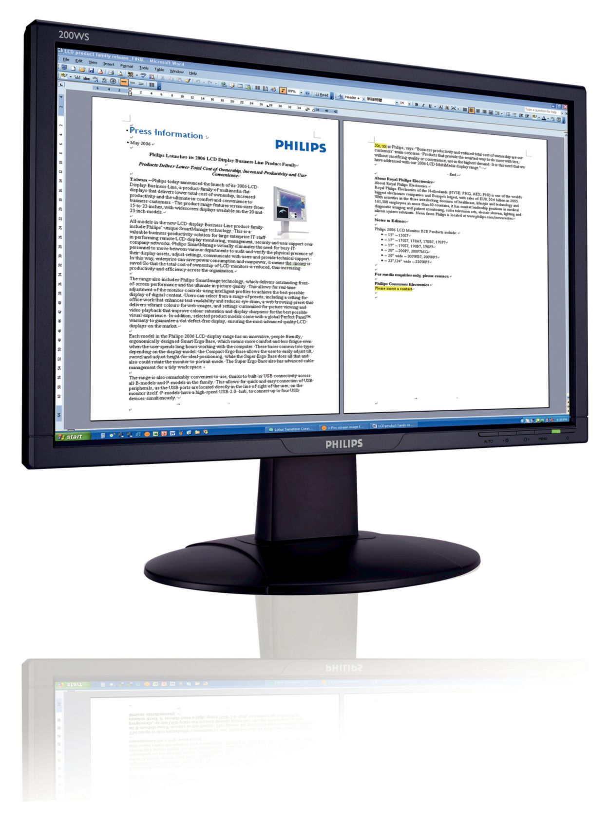LCD widescreen monitor 200WS8FB/75 | Philips