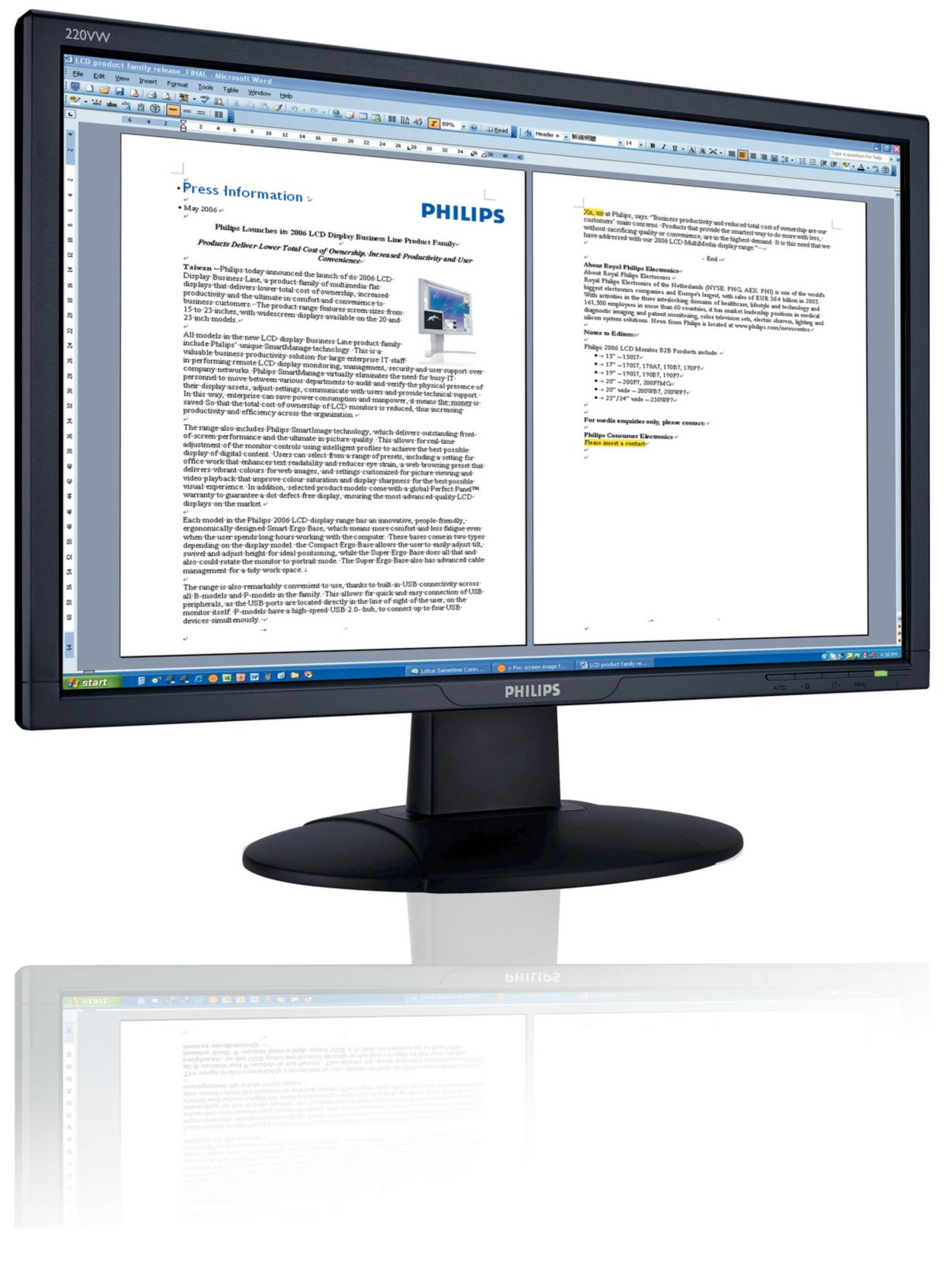 Moniteur LCD écran large 220VW8FB/00 | Philips