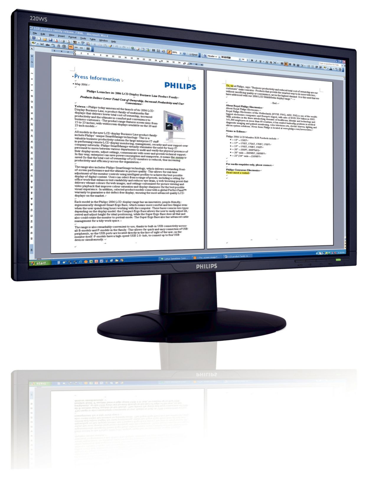 Monitor LCD panorámico 220WS8FB/00 | Philips