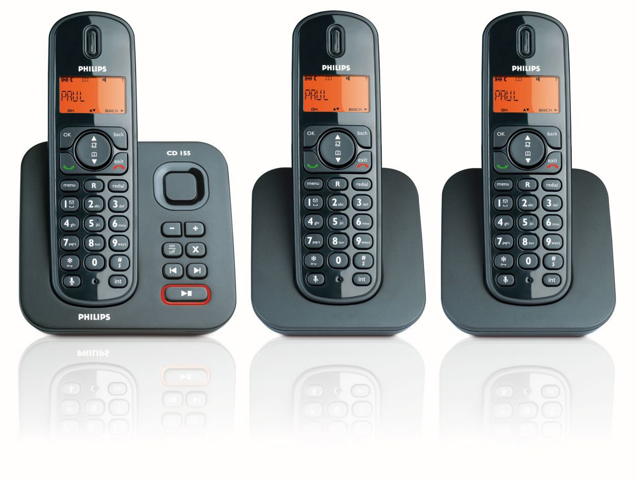 Perfect sound Cordless phone with answering machine CD1553B/05 | Philips
