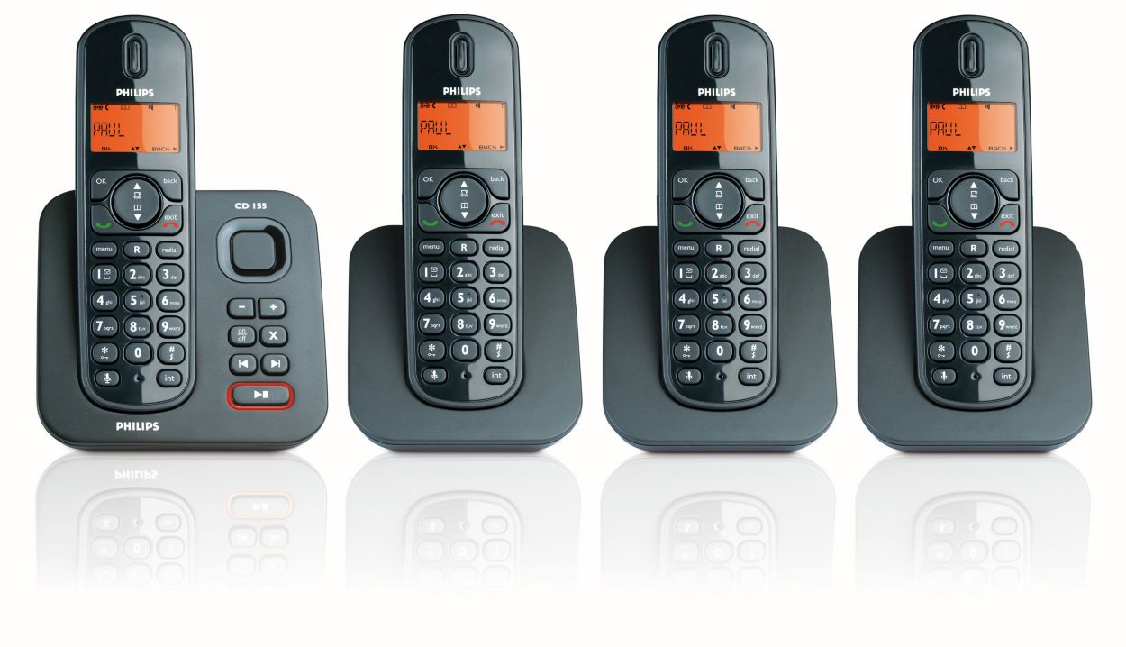Téléphone sans fil avec répondeur CD1554B/38 | Philips