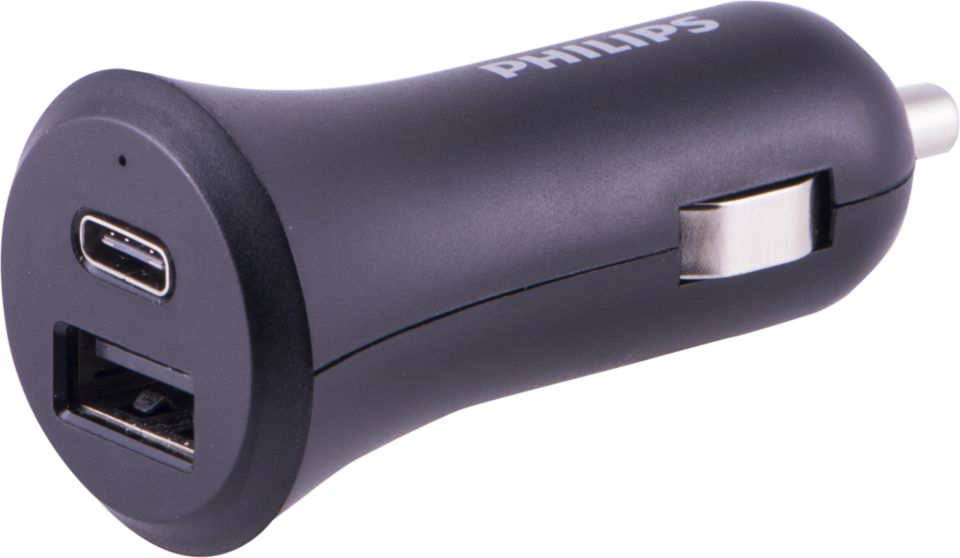 Car Charger, 1C 1A Port 22.5W Black DLP2557/37 | Philips