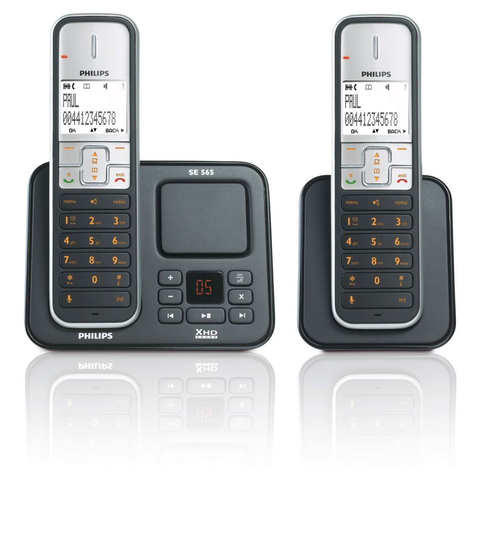 Perfect sound Cordless phone with answering machine SE5652B/05 | Philips