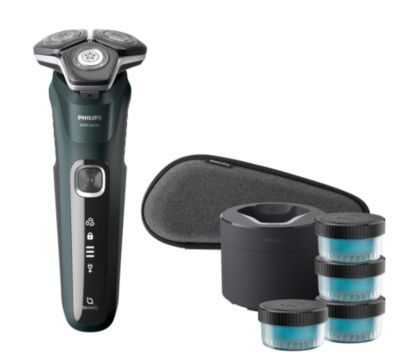 Shaver Series 5000 Wet and dry electric shaver, cleaning pod & pouch ...