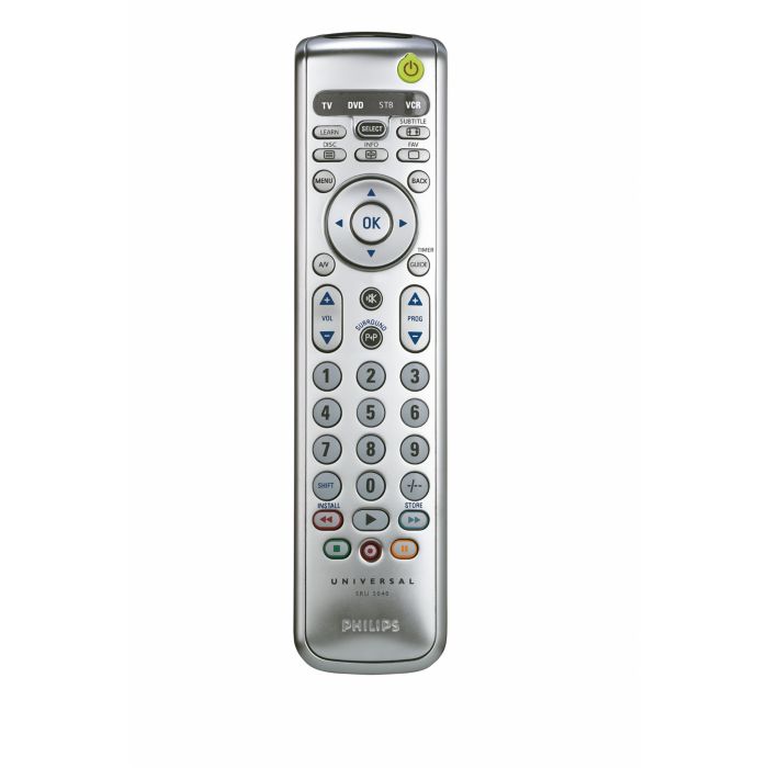Universal remote control for receiver store