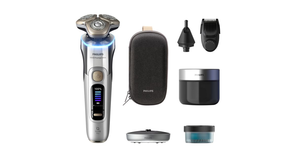 i9000 Prestige Ultra Wet and Dry Electric Shaver with SkinIQ Pro XP9404 ...